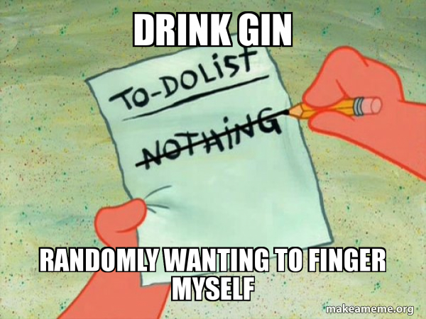 Drink gin Randomly wanting to finger myself - TO-DO List | Make a Meme
