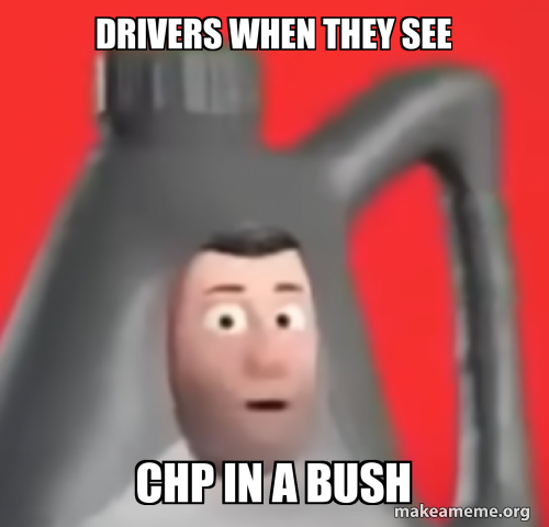 DRIVERS WHEN THEY SEE CHP IN A BUSH Meme Generator
