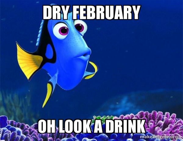 dry February Oh look a drink - Dory from Nemo (5 second memory) Meme ...