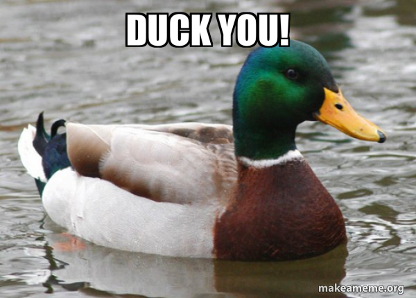 Duck you! - Actual Advice Mallard Meme Generator