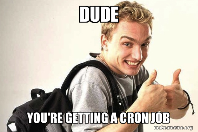 Dude you're getting a cron job Meme Generator
