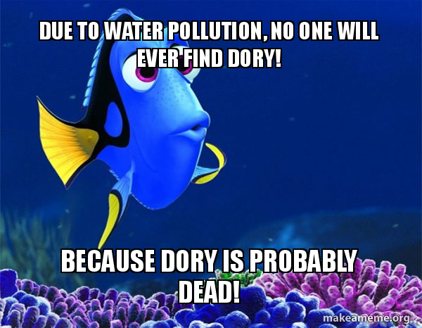 DUE TO WATER POLLUTION, NO ONE WILL EVER FIND DORY! BECAUSE DORY IS ...