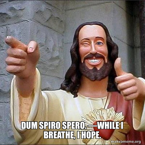Dum spiro spero. —While I breathe, I hope. - Cool Jesus Meme Generator