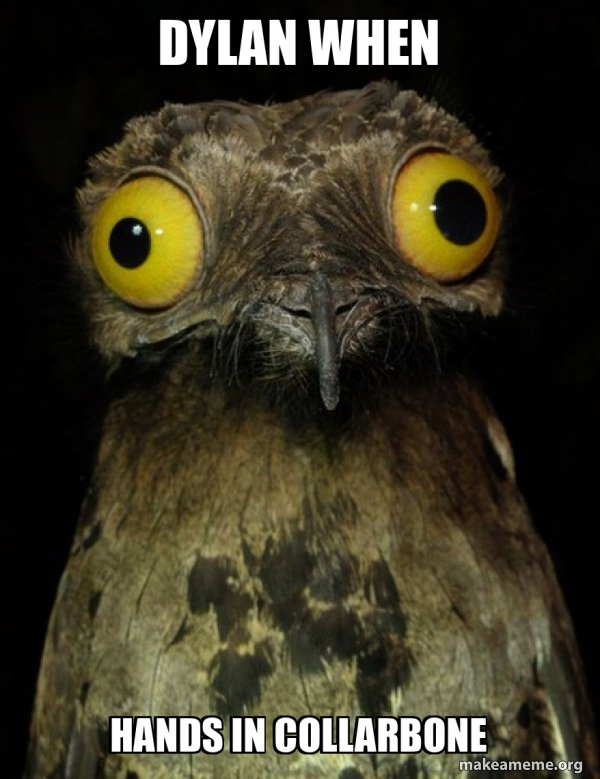 dylan when hands in collarbone - Weird Stuff I do Potoo Meme Generator