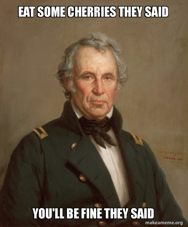 eat some cherries they said you'll be fine they said Meme Generator