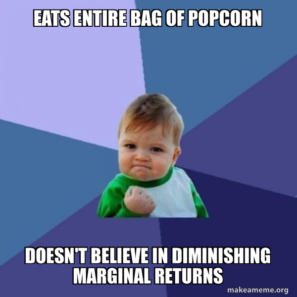 EATS ENTIRE BAG OF POPCORN DOESN'T BELIEVE IN DIMINISHING MARGINAL ...