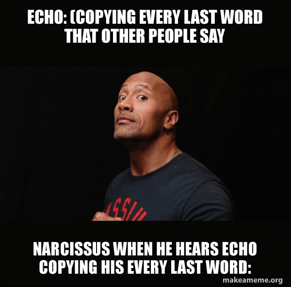 Echo: (copying every last word that other people say Narcissus when he ...