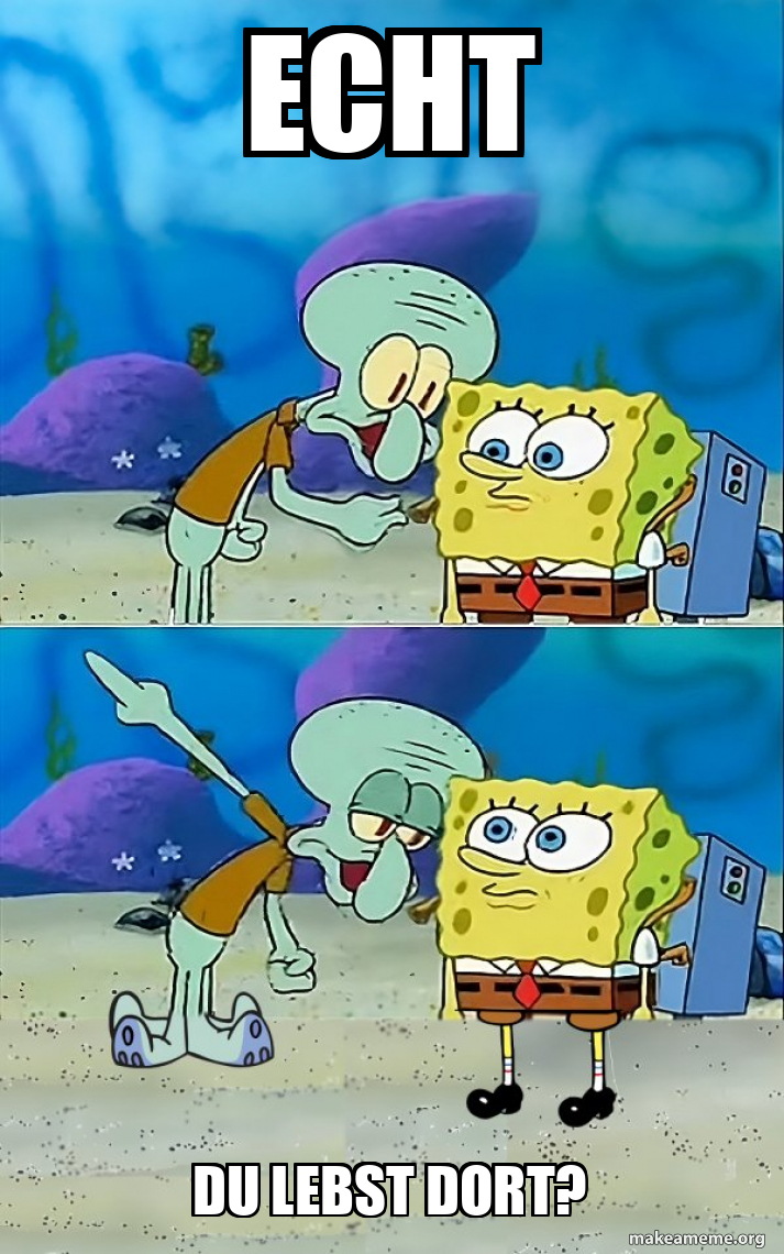 Echt Du lebst dort? - Talk To Spongebob Meme Generator