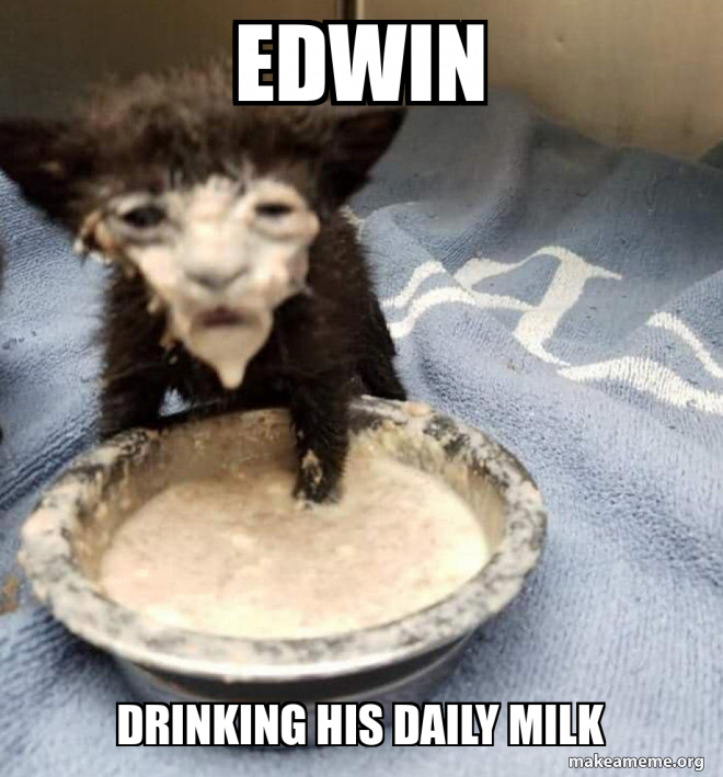 Edwin Drinking his daily milk Meme Generator