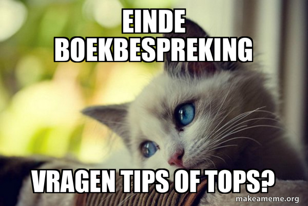 Einde boekbespreking Vragen tips of tops? - First World Cat Problems Meme Generator