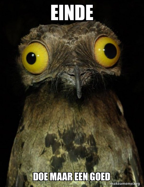einde doe maar een goed - Weird Stuff I do Potoo Meme Generator