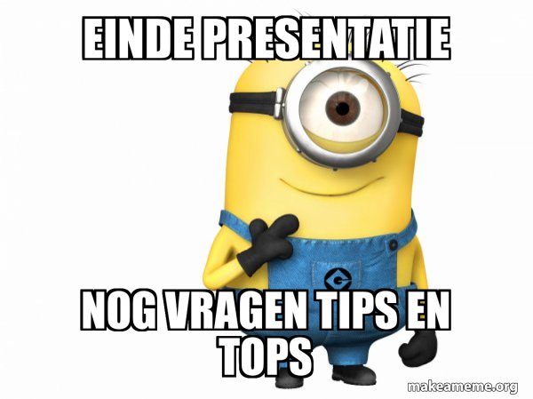 einde presentatie nog vragen tips en tops - Thoughtful Minion Meme ...