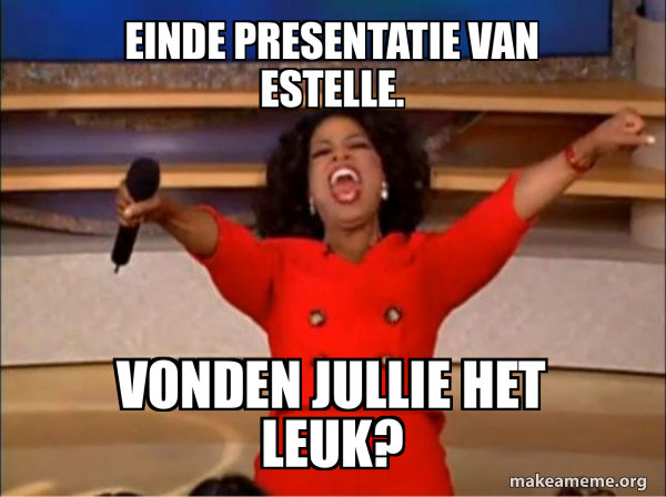 einde presentatie van Estelle. vonden jullie het leuk? - Oprah Winfrey ...