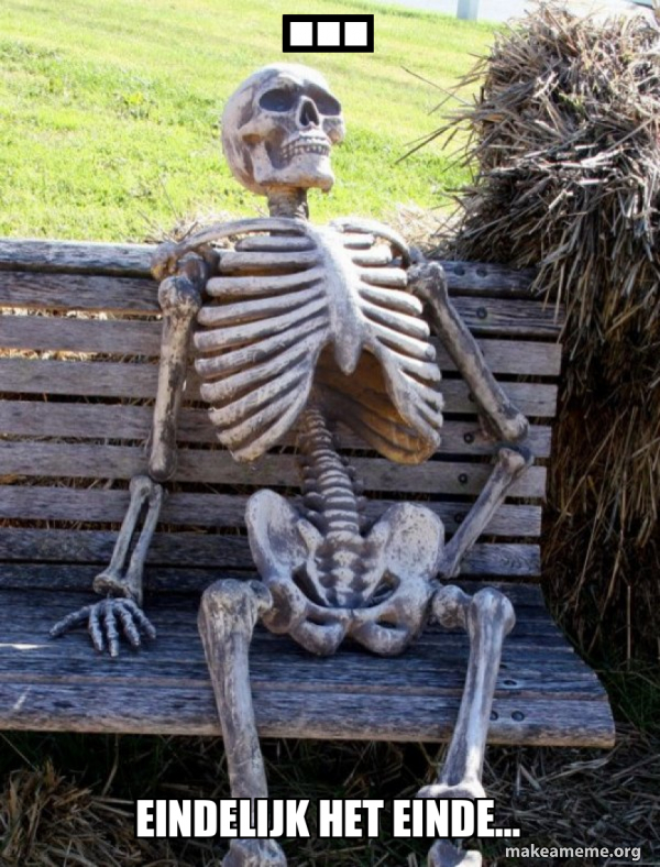 Eindelijk het einde… - Waiting Skeleton Meme Generator