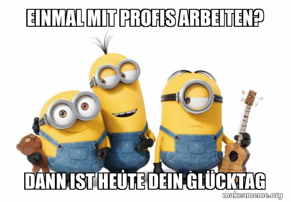 Einmal mit Profis arbeiten? Dann ist heute Dein Glücktag - Minions Meme ...
