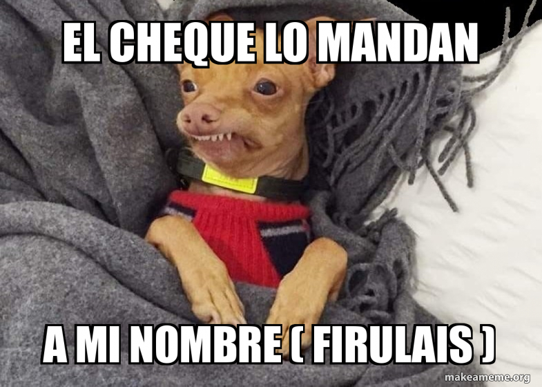 El cheque lo mandan a mi nombre ( firulais ) Meme Generator