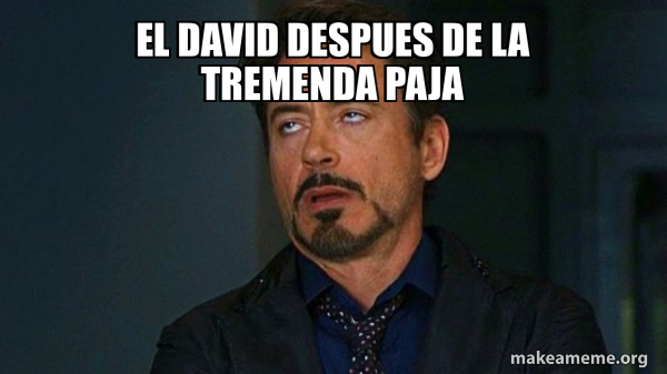 El david despues de la tremenda paja - Tony Stark Eye Roll Meme Generator