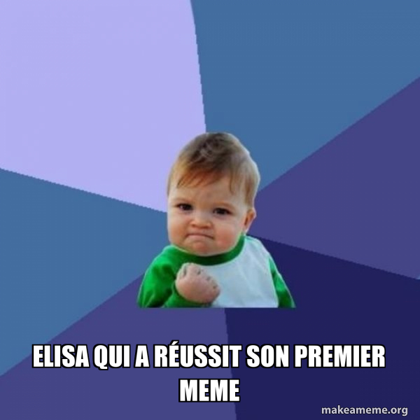 elisa qui a réussit son premier meme - Success Kid Meme Generator