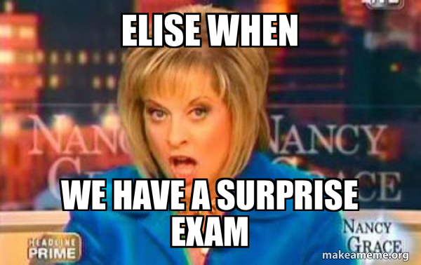 Elise when We have a surprise exam - False Fact Nancy Grace Meme Generator