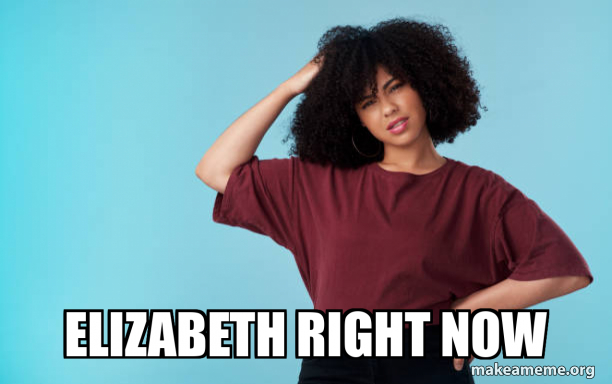 ELIZABETH RIGHT NOW Meme Generator