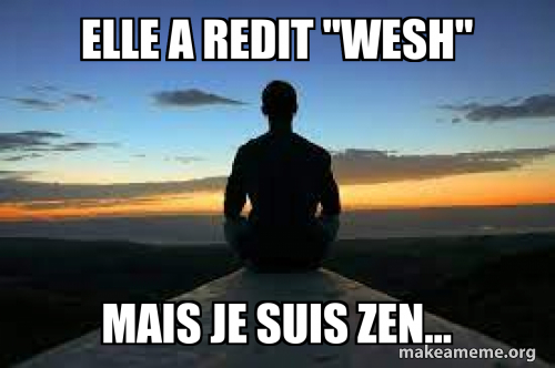 Elle a redit "Wesh" Mais je suis zen... Meme Generator