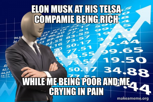Elon Musk at his telsa compamie being rich while me being poor and me ...
