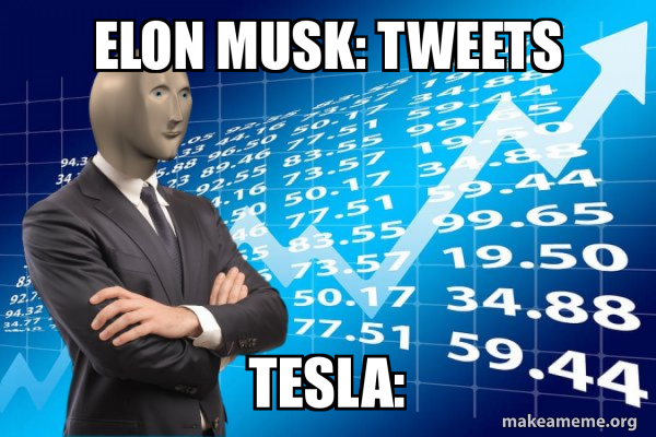 Elon Musk: Tweets Tesla: - Stonks Only Go Up Meme Generator