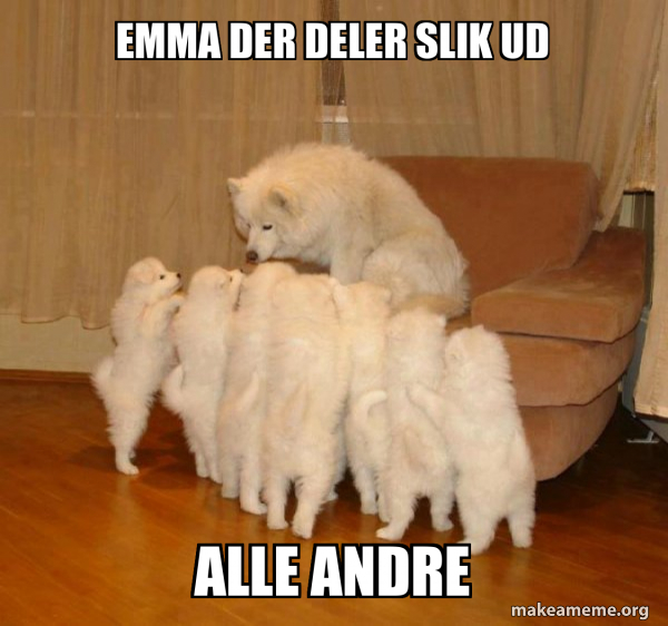 Emma der deler slik ud Alle andre - Storytelling Dog Meme Generator
