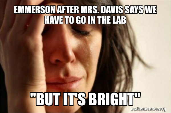 Emmerson after Mrs. Davis says we have to go in the lab "but it's ...