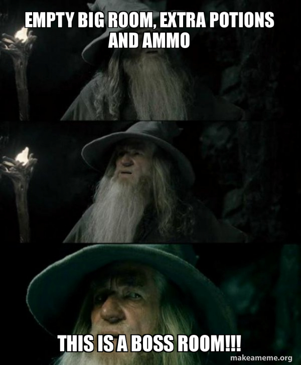 empty big room, extra potions and ammo THIS IS A BOSS ROOM ...