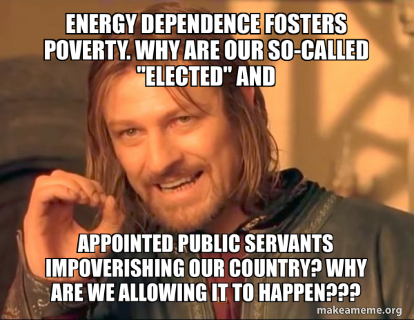 Energy dependence fosters poverty. Why are our so-called "elected" and ...