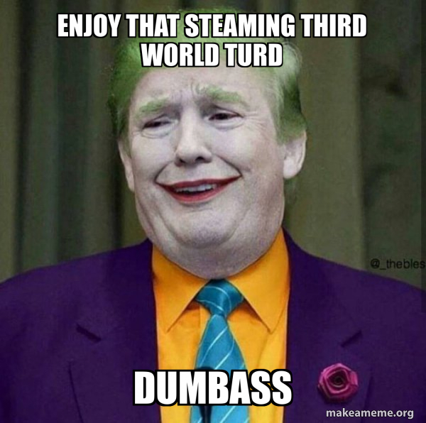 enjoy that steaming third world turd dumbass - Donald Trump - The Joker ...