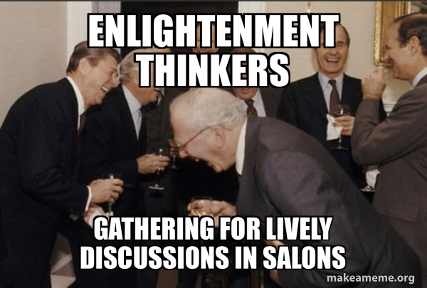 Enlightenment thinkers gathering for lively discussions in salons ...
