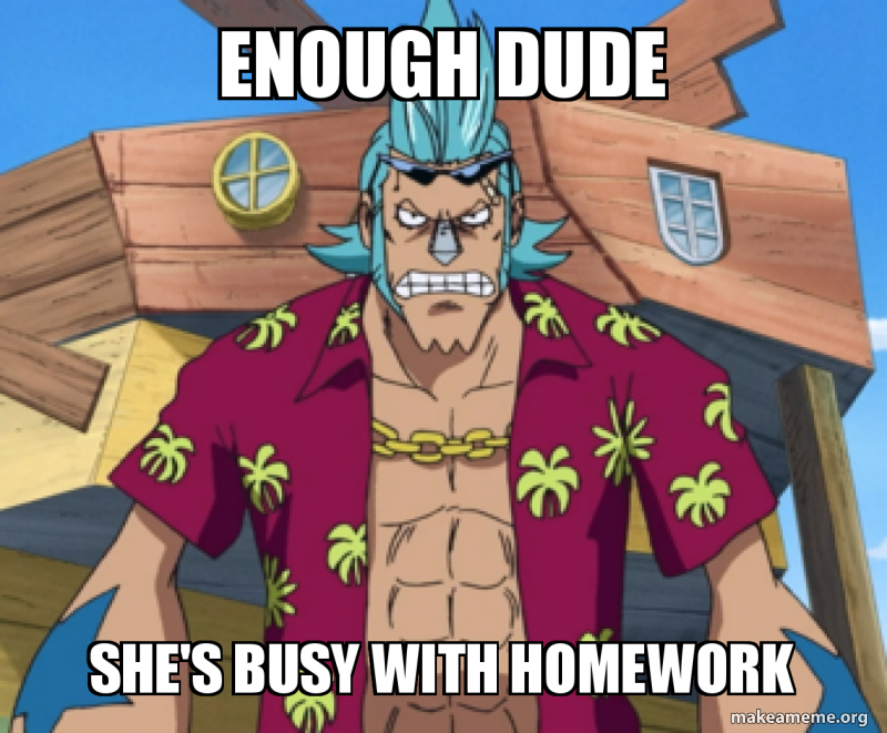 Enough dude She's busy with homework Meme Generator