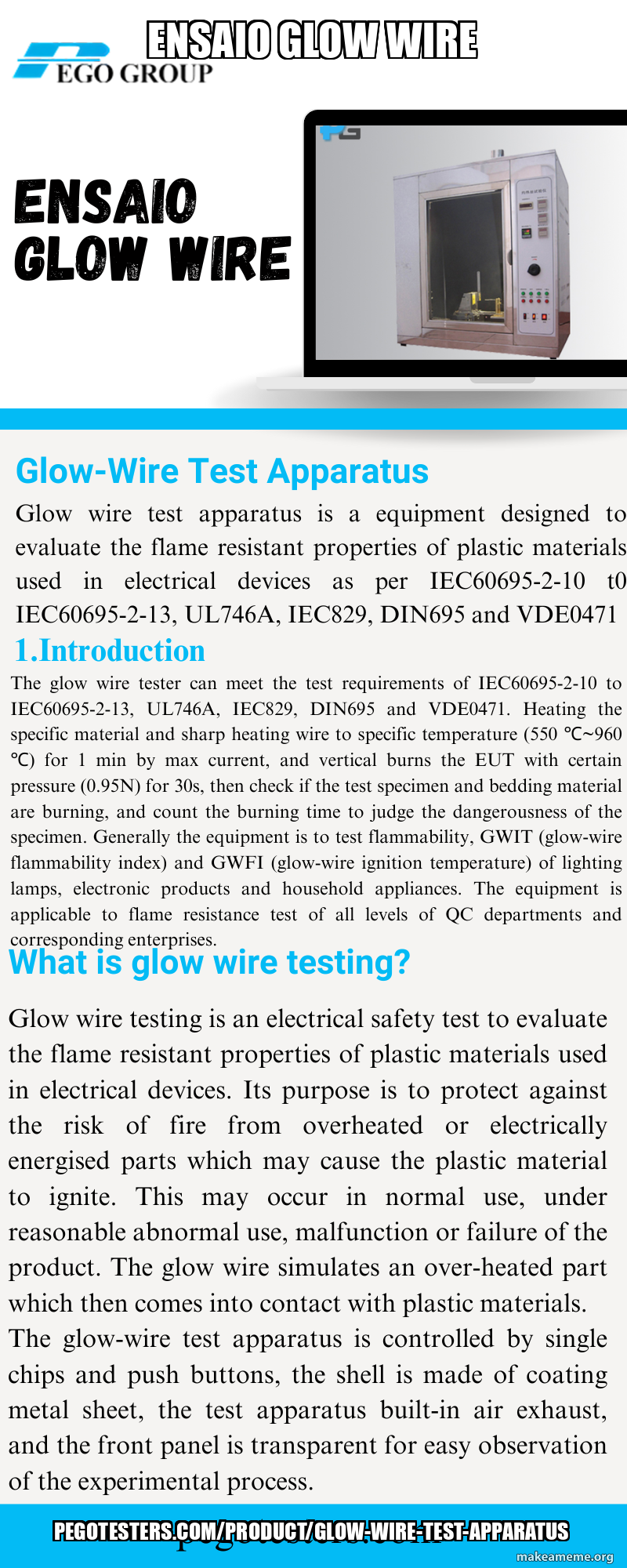ensaio glow wire pegotesters.com/product/glow-wire-test-apparatus ...
