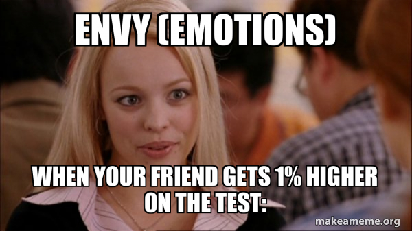 Envy (Emotions) When your friend gets 1% higher on the test: - Mean ...