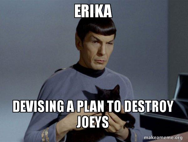 erika devising a plan to destroy joeys - Spock and Cat Meme Meme Generator
