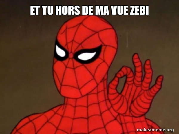 Et tu hors de ma vue zebi - Spiderman - Care factor Zero Meme Generator