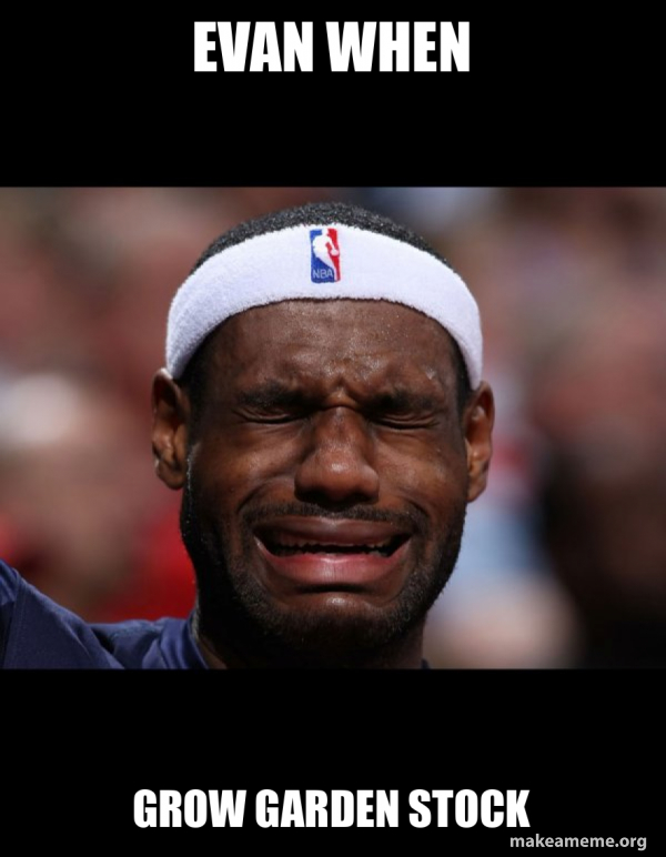 evan when grow garden stock - Lebron Crying Meme Generator