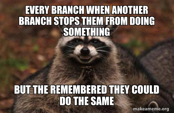 Every branch when another branch stops them from doing something But ...