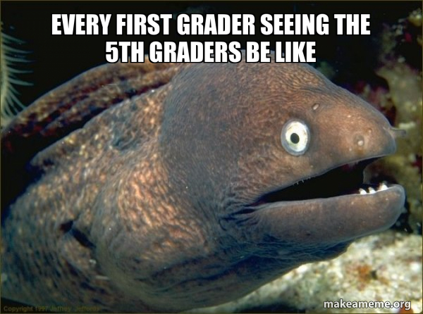 Every first grader seeing the 5th graders be like - Bad Joke Eel Meme ...