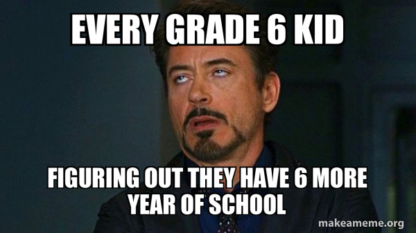 every grade 6 kid figuring out they have 6 more year of school - Tony ...