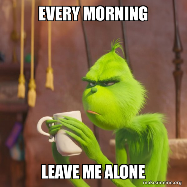 Every Morning Leave me alone - Grinch Meme Generator