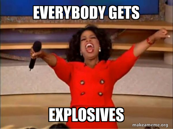 EVERYBODY GETS EXPLOSIVES - Oprah Winfrey - You Get a Car Meme Generator