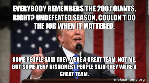 Everybody Remembers the 2007 Giants, right? Undefeated season, couldn’t ...