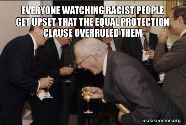 Everyone watching racist people get upset that the Equal Protection ...