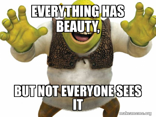 Everything has beauty, but not everyone sees it - Shrek Meme Generator