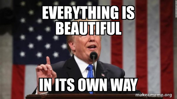 Everything is Beautiful In Its Own Way - Donald Trump Meme Generator