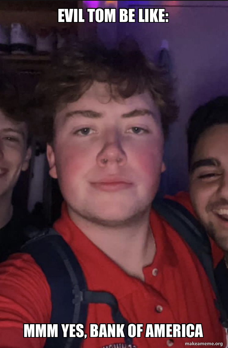 EVIL TOM BE LIKE: MMM YES, BANK OF AMERICA Meme Generator