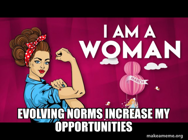 EVOLVING NORMS INCREASE MY OPPORTUNITIES Meme Generator